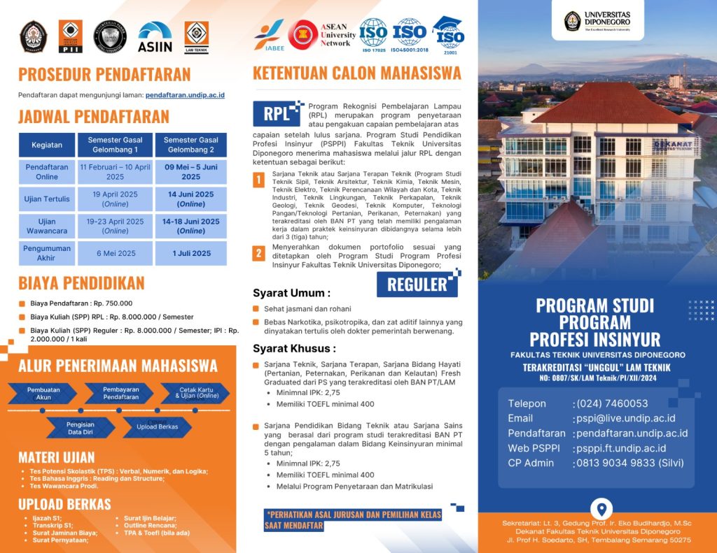 Penerimaan Mahasiswa Baru | Program Profesi Insinyur | Universitas Diponegoro